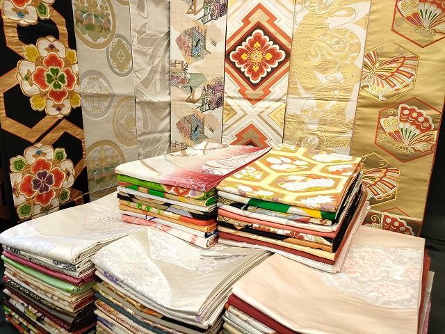 平和屋本店■袋帯 西陣 まとめて100点 向かい鶴 尾長鳥 人物 蝶 風景 更紗 花柄 宝相華 楽器 金銀糸 など 未使用品あり 全て正絹 se3495