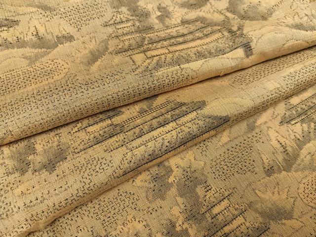 平和屋着物●上質な紬　風景草木文　正絹　逸品　AAAZ0575ph