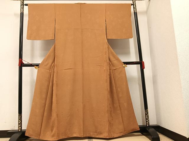 平和屋着物●無地絵羽訪問着　草花文　丁子染色　正絹　逸品　AAAZ1773ph