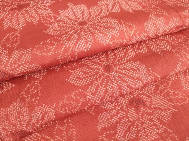 平和屋着物▽上質な紬 　単衣　 花尽くし　正絹　逸品　未使用　DAAV5190az