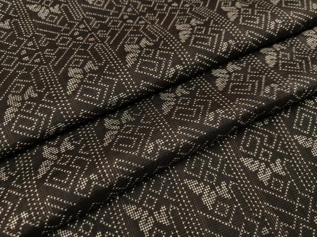 平和屋着物●本場大島紬　一元7マルキ　幾何学文様　正絹　逸品　AAAZ1839ph