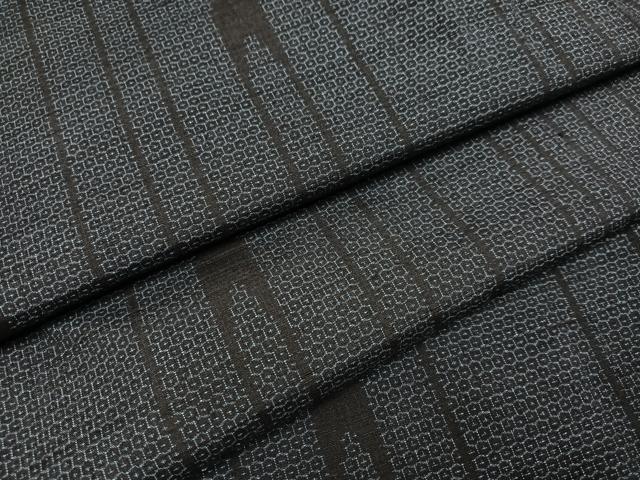 平和屋着物●結城紬　80亀甲　変わり間道　正絹　逸品　AAAZ1937ph