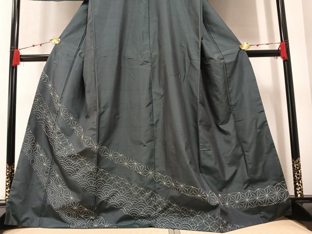 平和屋着物○訪問着 紬地 刺し子 刺繍 吉祥文 正絹 逸品 AAAZ1938ph