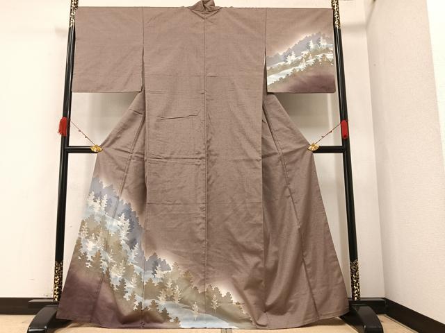 平和屋着物●訪問着　ろうけつ染　樹林文　暈し染め　金銀彩　正絹　逸品　AAAZ1958ph