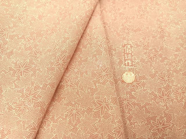 平和屋着物●日本工芸会正会員　中儀延　加賀小紋　江戸小紋　楓文　正絹　逸品　AAAZ2383ph