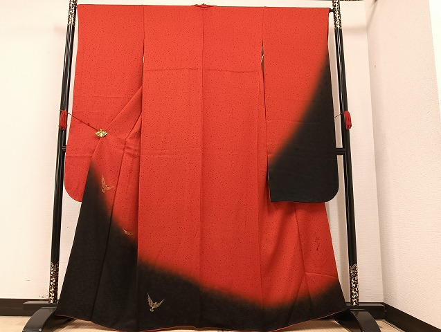 平和屋着物●染色作家　斉藤三才　振袖　寿光織　三才鳥　暈し染め　正絹　逸品　AAAZ1997ph