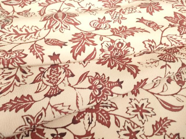 平和屋着物▽上質な小紋　単衣　型染め　更紗花文　正絹　逸品　DAAV5345az