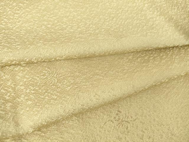 平和屋着物▽上質な色無地　単衣　舞花地紋　練色　正絹　逸品　DAAV5358az