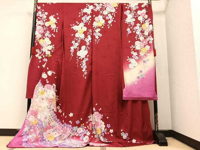 平和屋着物●豪華振袖　舞花文　暈し染め　金銀彩　仮絵羽　逸品　未使用　AAAZ4538ph