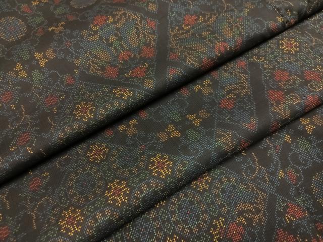 平和屋着物●本場大島紬　一元7マルキ　唐草文　正絹　逸品　未使用　AAAZ4901ph