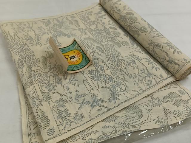 平和屋着物＊夏物　本場大島紬　反物　夏大島　白大島　風景文　着尺　逸品　未使用　CAAW3413qv