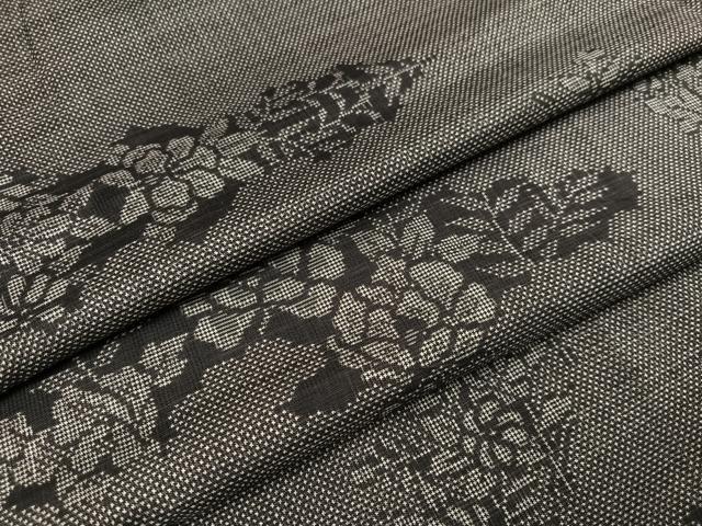 平和屋着物●本場大島紬　一元7マルキ　草花文　正絹　逸品　AAAZ4937ph