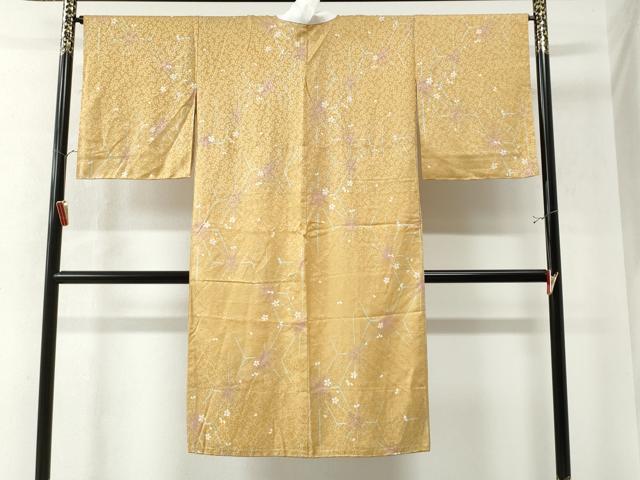 平和屋着物○長襦袢 無双仕立て 麻の葉舞桜文 正絹 逸品 CAAW7286yc