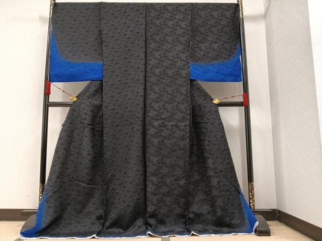 平和屋着物●訪問着　花唐草地紋　宗浩　暈し染め　黒地　仮絵羽　正絹　逸品　未使用　AAAZ5063ph