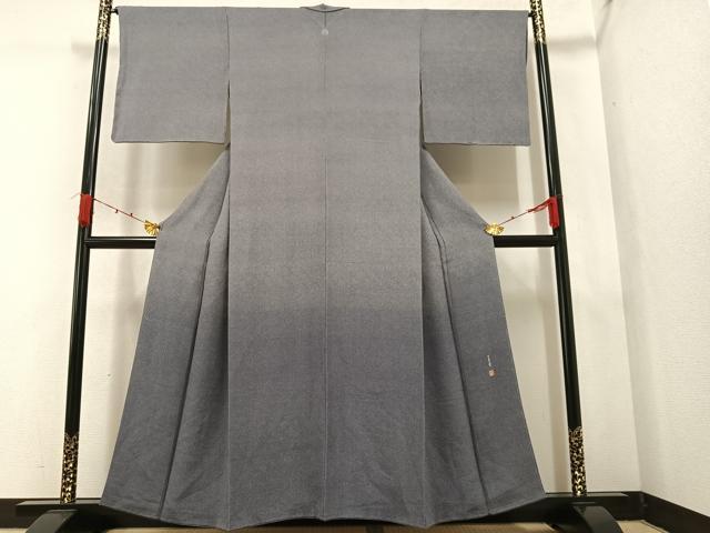 平和屋着物●安達一貫　江戸小紋　訪問着　鮫小紋柄　暈し染め　鬼しぼ縮緬　正絹　逸品　AAAZ5042ph