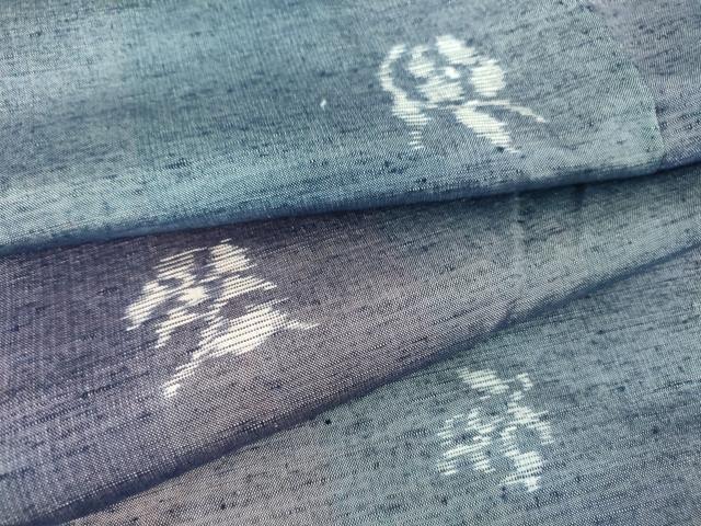 平和屋着物▽久留米絣 単衣 紬 舞花文 綿 正絹 逸品 BAAN8625pm