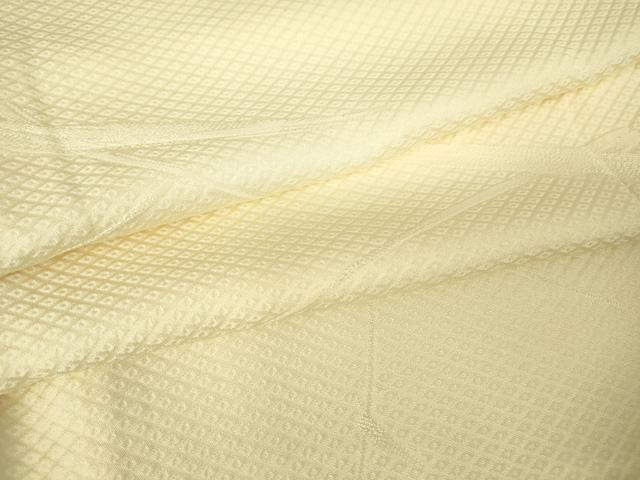 平和屋着物▽上質な色無地　単衣　鹿の子草葉地紋　薄卵色　正絹　逸品　未使用　DAAV5409az