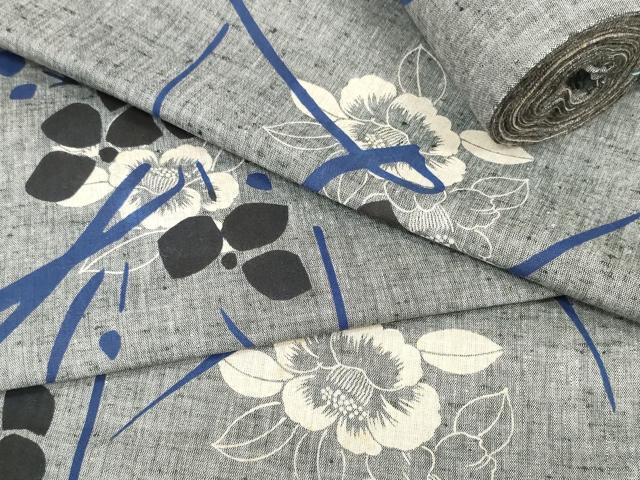 平和屋着物∴夏物　浴衣　反物　着尺　椿　綿　逸品　未使用　DAAU7852zzz