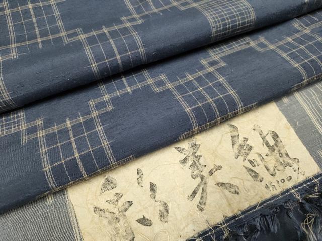 平和屋着物●彩美紬　格子　証紙付き  　正絹　逸品　未使用　DAAV3249du