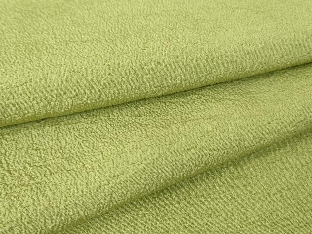 平和屋着物▽上質な色無地　単衣　若葉色　正絹　逸品　DAAV5535az