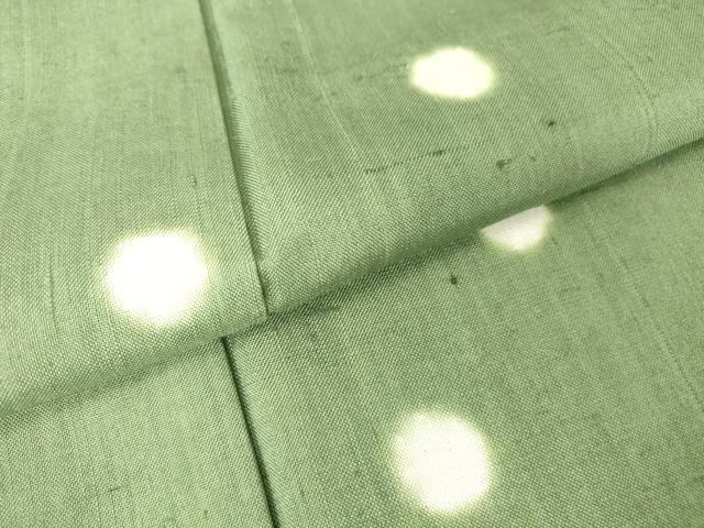 平和屋着物▽訪問着　単衣　紬地　絞り　丸文　松葉色　正絹　逸品　DAAV5566az 平和屋着物▽訪問着 単衣 紬地 絞り 丸文 松葉色 正絹 逸品 DAAV5566az