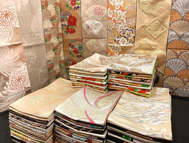 平和屋着物■袋帯 西陣 まとめて100点 向かい鶴 孔雀 鴛鴦 風景 更紗 乱菊 花柄 正倉院 金銀糸 着用可能多数 未使用品あり 全て正絹 mmm945