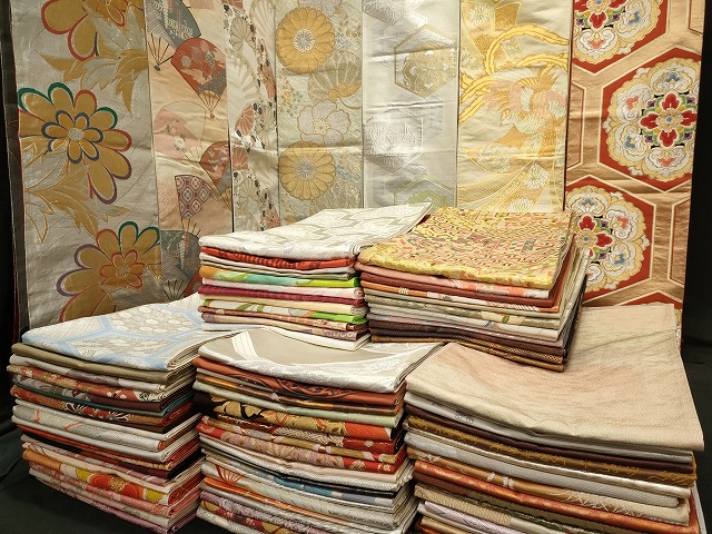 平和屋本店■袋帯 西陣 まとめて100点 鳳凰 鶴 人物 蝶 風景 花柄 宝相華 佐賀錦 金銀糸 など 着用可能多数 未使用品あり 全て正絹 hi2809