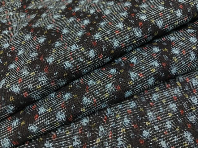 平和屋着物●久留米絣　単衣　正藍本場絣　幾何学文様　清水織物工場　綿　逸品　未使用　AAAZ7673ph