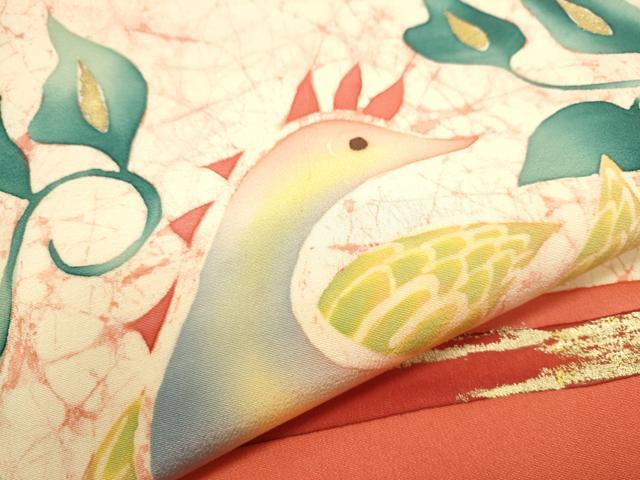 平和屋着物○九寸名古屋帯 作家物 臈纈染め 唐草文 金彩 絹