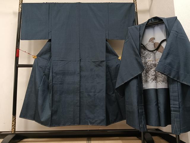 平和屋着物●男性　本場大島紬　アンサンブル　100亀甲　総詰め　正絹　逸品　未使用　AAAZ8906ph