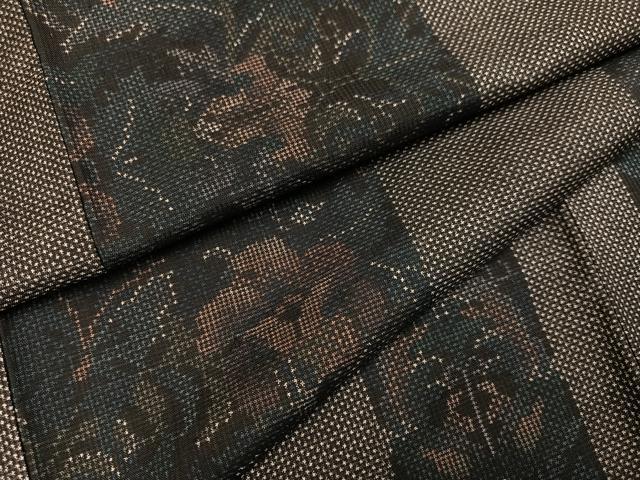 平和屋着物●本場大島紬　一元絣　草花間道　正絹　逸品　AABA1256ph