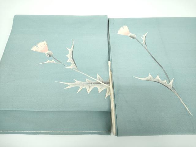 平和屋着物●爪掻き本綴れ　つけ帯　薊　銀糸　正絹　逸品　DAAV6727ps