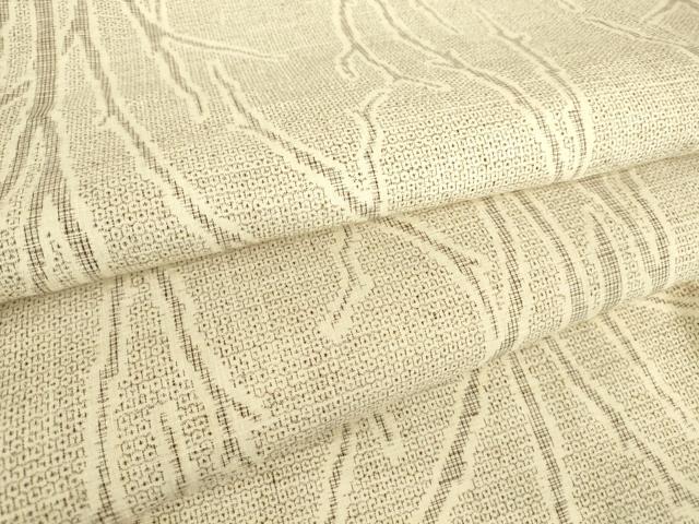 平和屋着物▽結城紬　単衣　樹木文　100亀甲　正絹　逸品　DAAV5676az
