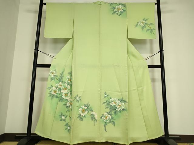 平和屋着物▽訪問着　単衣　枝花文　手描き　正絹　逸品　DAAV5578az