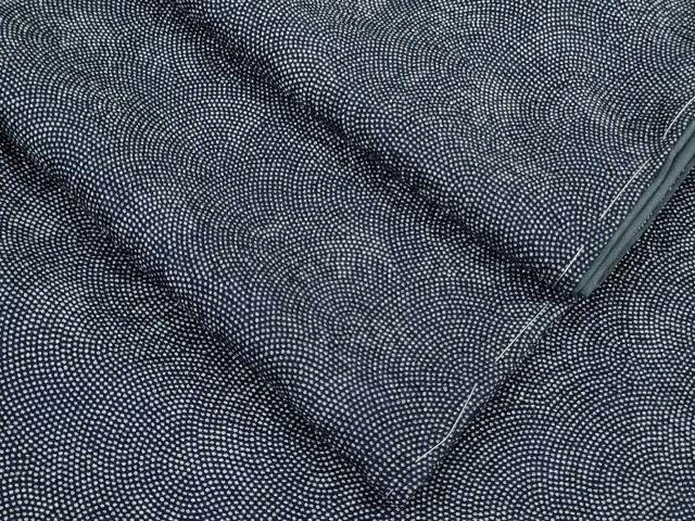 平和屋着物■極上　江戸小紋　鮫小紋柄　瑠璃紺色×白　鬼しぼ縮緬　反端付き　逸品　未使用　DZAA9105kh5