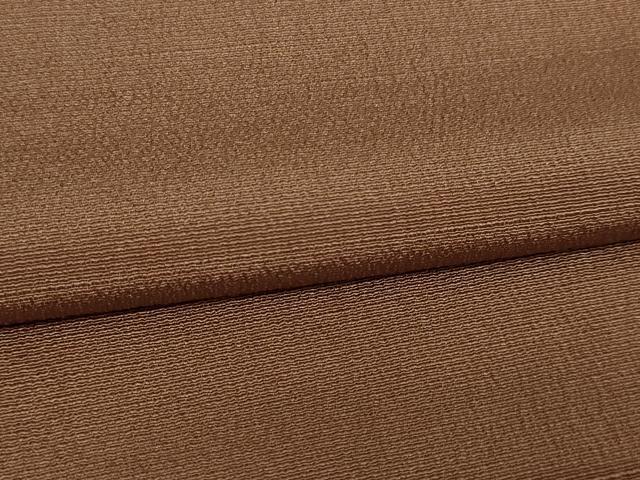 平和屋着物▽上質な色無地　単衣　お召縮緬　焦茶色　正絹　逸品　DAAW9162sf