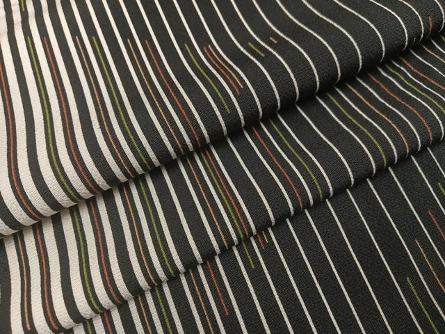 平和屋着物●上質な小紋　間道　黒地　正絹　逸品　AABA2718ph