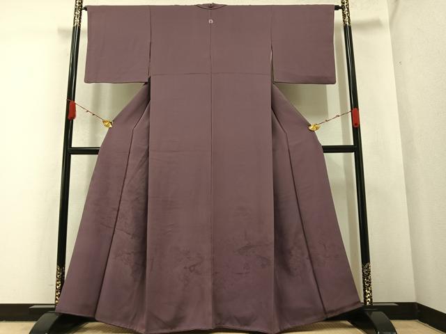 平和屋着物●豪華色留袖　色無地　葡萄鼠色　人物草花文　正絹　逸品　AABA3804ph