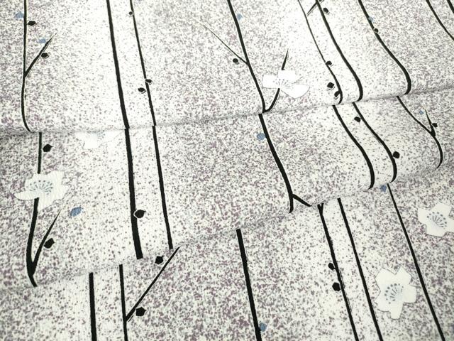 平和屋着物▽小紋　単衣　枝花文　洗える着物　DAAV5716az