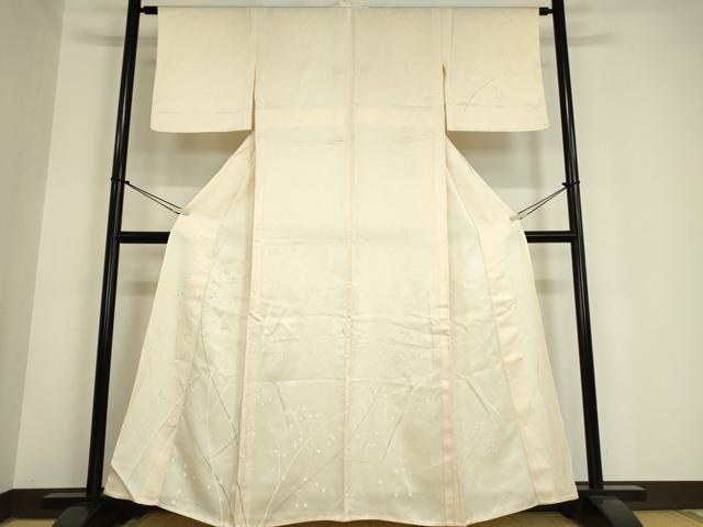 平和屋着物▽訪問着　単衣　刺繍　枝蕾　正絹　逸品　DAAV5767az