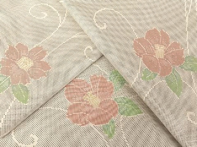 平和屋着物●本場大島紬　白大島　カタス7マルキ　椿　正絹　逸品　AABA2631np