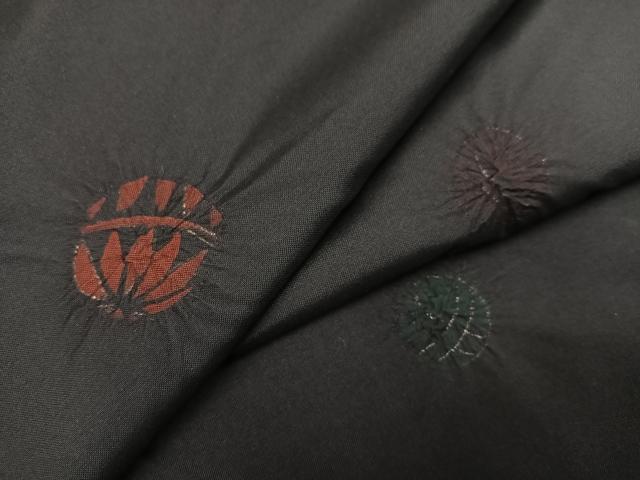 平和屋着物●本場染大島紬　絞り　鞠文　黒地　正絹　逸品　AABA5241ph