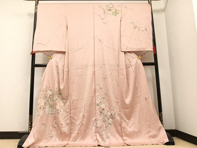 平和屋着物●京友禅の第一人者　松井青々　訪問着　枝花文　上代48万　仮絵羽　正絹　逸品　未使用　AABA5253ph