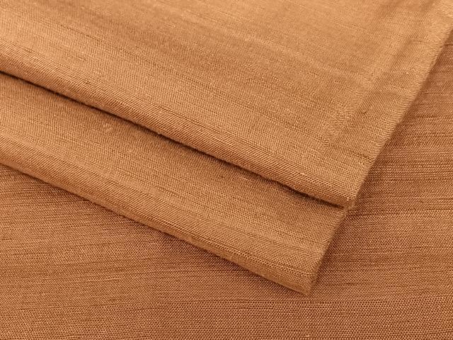 平和屋着物●結城紬　色無地　柿渋色　正絹　逸品　AABA0126zg