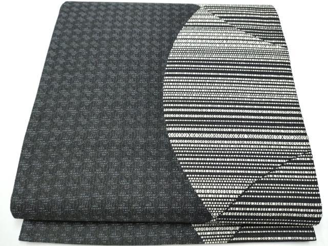 平和屋着物●全通柄袋帯　幾何学文様　黒地　正絹　逸品　CAAX7486hy