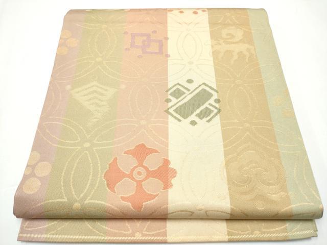 平和屋着物●全通柄　本袋帯　七宝宝尽くし文　金糸　正絹　逸品　CAAX7524hy