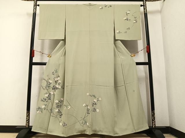 平和屋着物●訪問着　友禅　作家物　枝花文　正絹　逸品　AABA7805ph