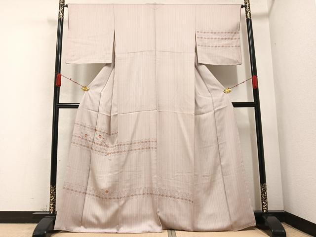 平和屋着物●訪問着　刺繍　草花文　正絹　逸品　AABA7858ph