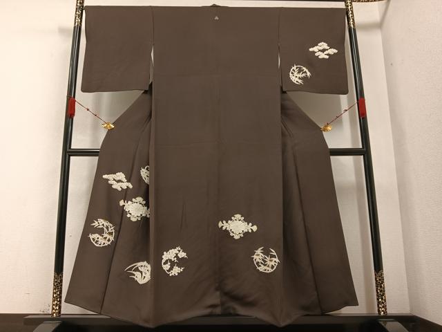 平和屋着物●訪問着　中国三大刺繍　相良刺繍　松竹梅文　金糸　正絹　逸品　AABA8169ph