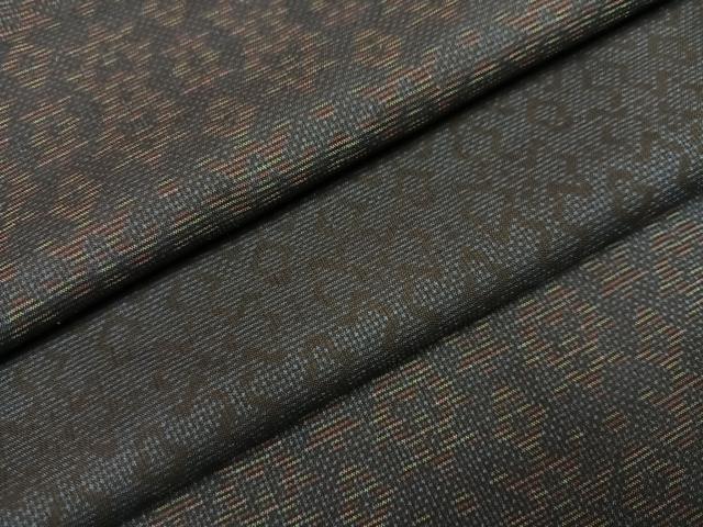 平和屋着物●本場大島紬　一元7マルキ　幾何学文様　正絹　逸品　AABA8163ph